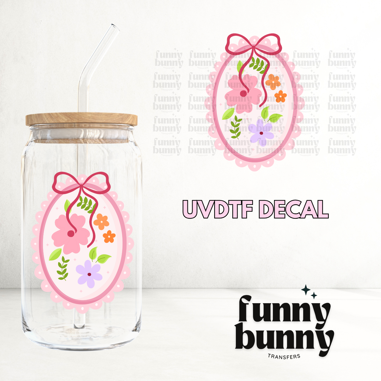 Coquette Flower Frame - UVDTF Decal – Funny Bunny Transfers