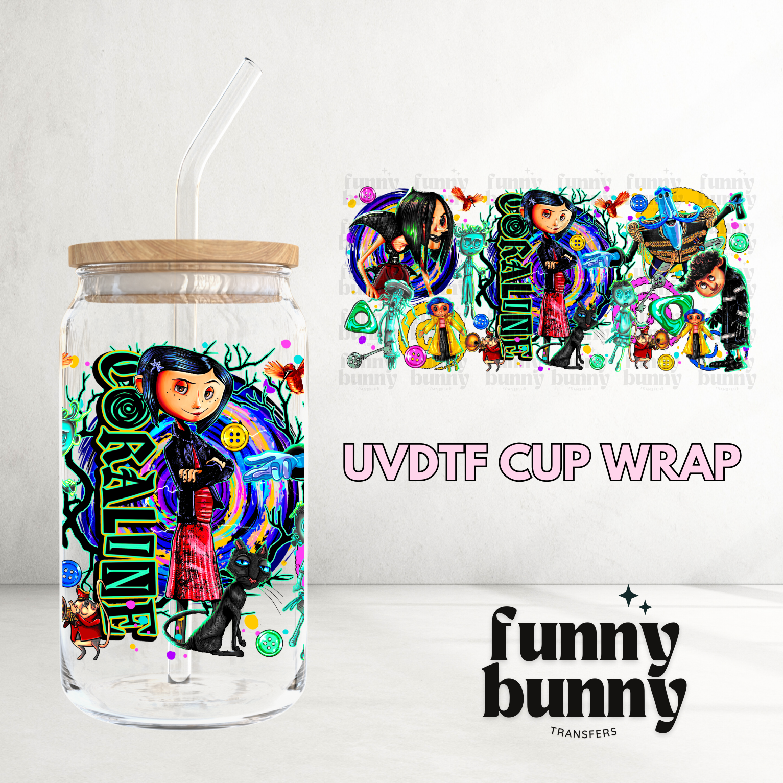 Cora Rag Doll 2.0- 16oz UVDTF Cup Wrap – Funny Bunny Transfers