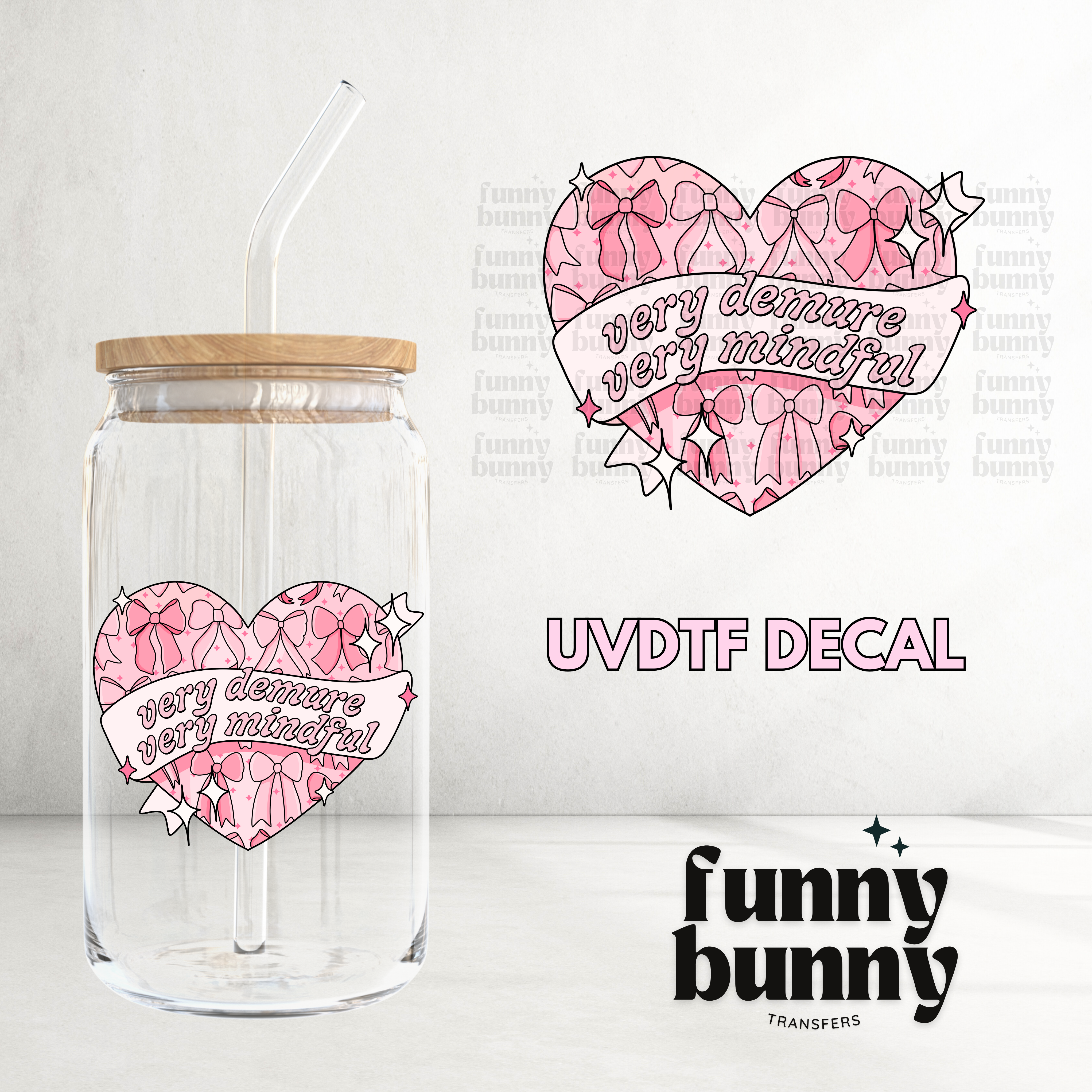 Demure, Mindful Bows - UVDTF Decal – Funny Bunny Transfers