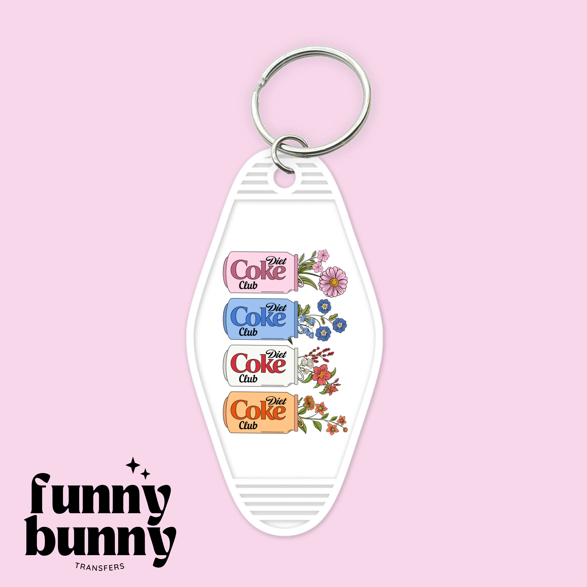 Floral Diet Coke - Motel Keychain – Funny Bunny Transfers