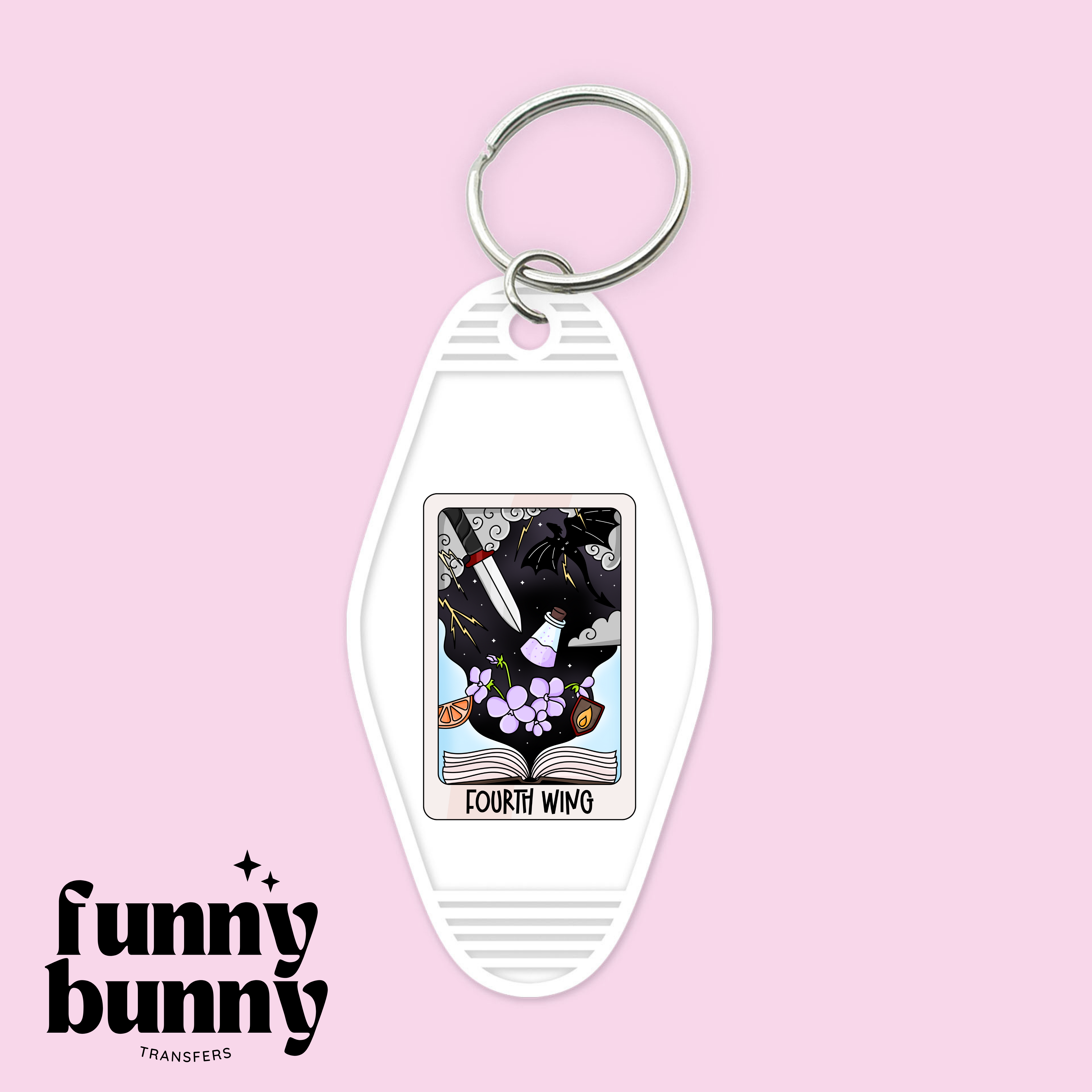 Fourth Wing - Motel Keychain – Funny Bunny Transfers