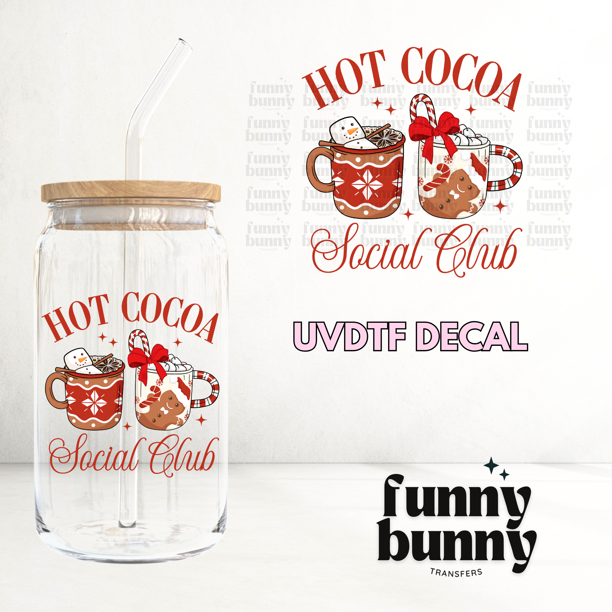 Hot Cocoa Club - UVDTF Decal – Funny Bunny Transfers