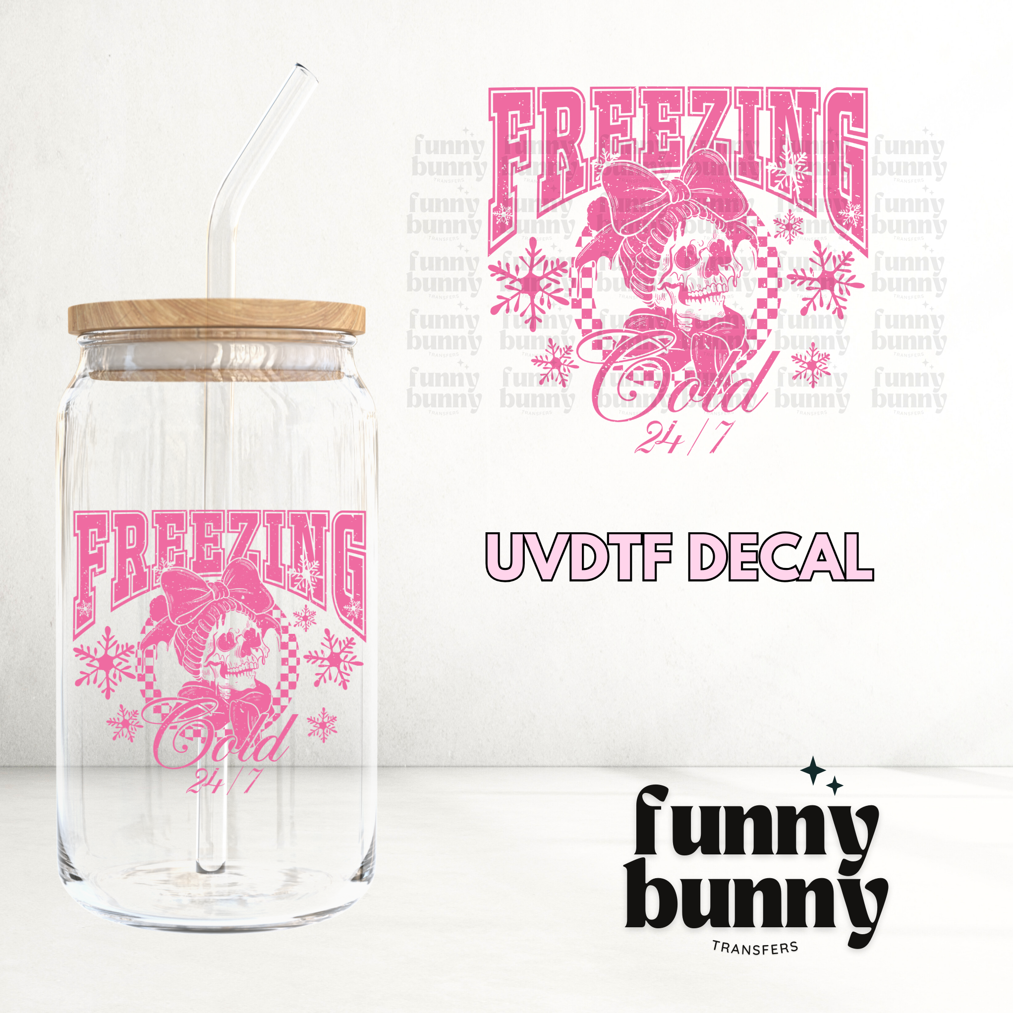 Pink Freezing Cold - UVDTF Decal – Funny Bunny Transfers
