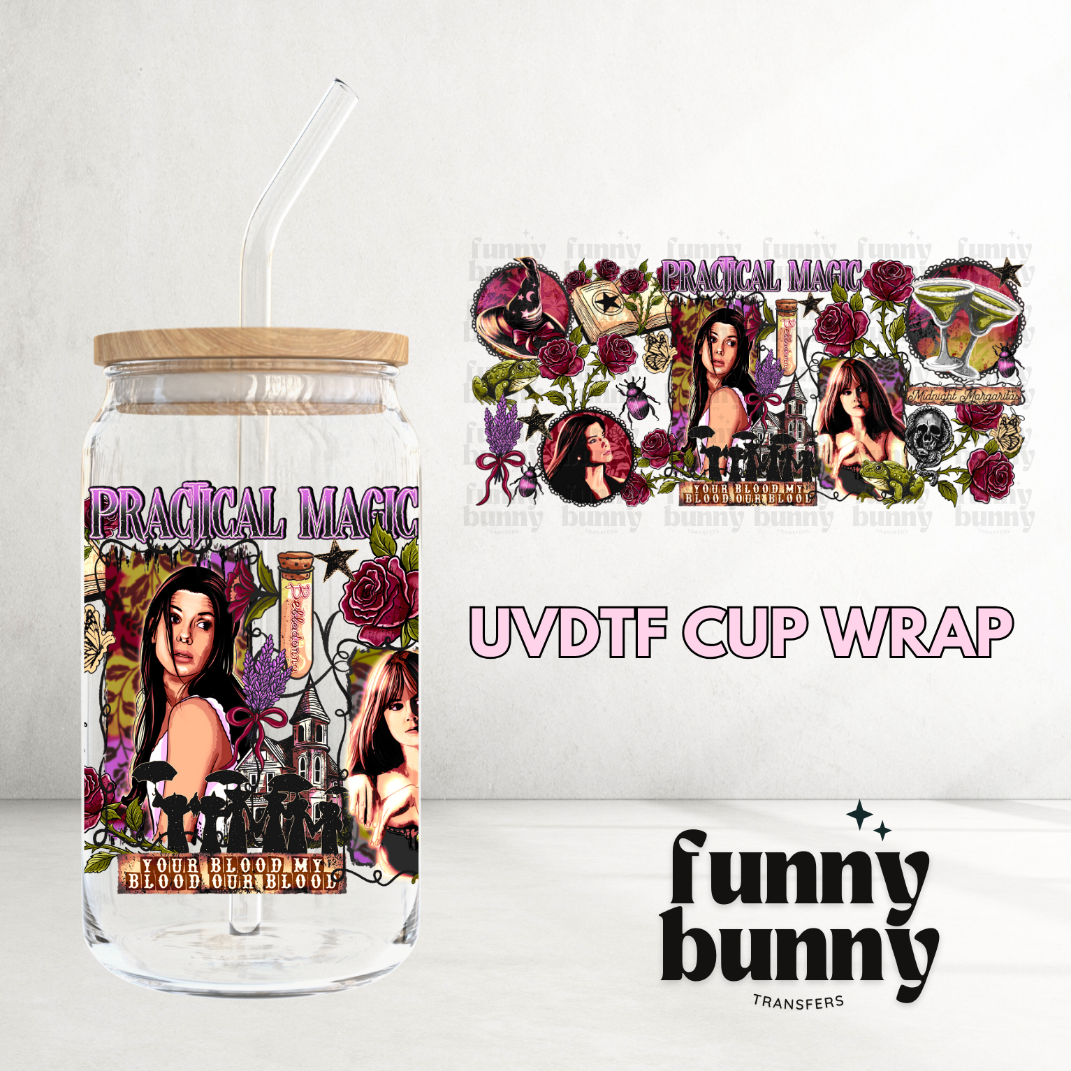 Practical Magic Midnight - 16oz UVDTF Cup Wrap – Funny Bunny Transfers