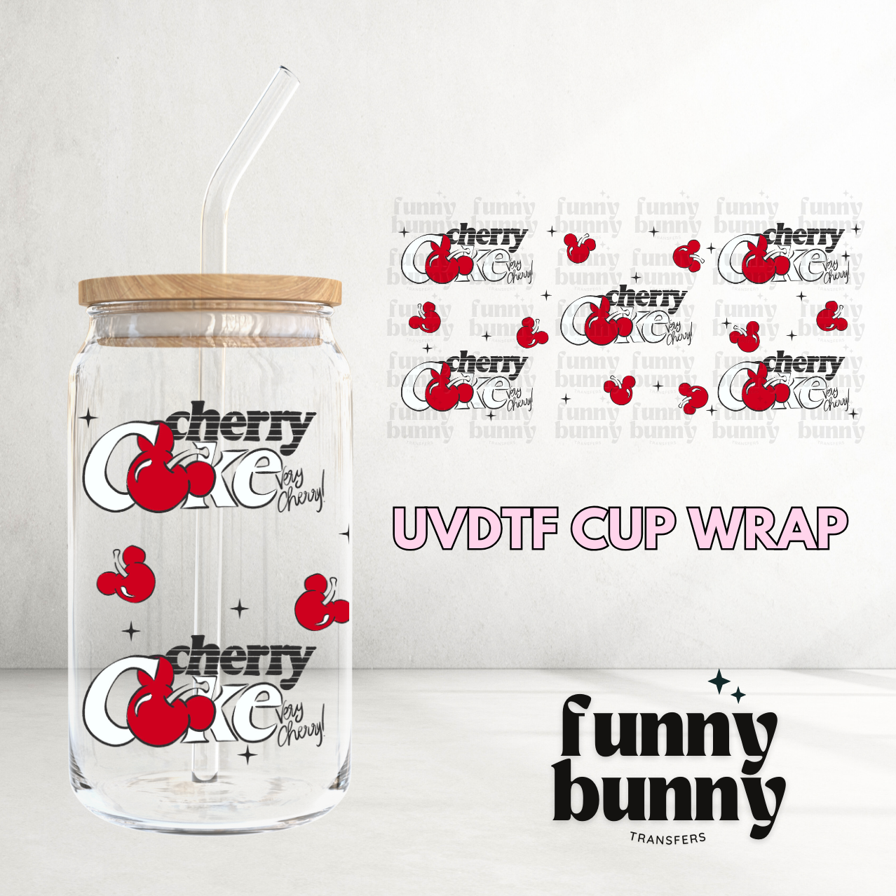 Red Cherry Cola - 16oz UVDTF Cup Wrap – Funny Bunny Transfers