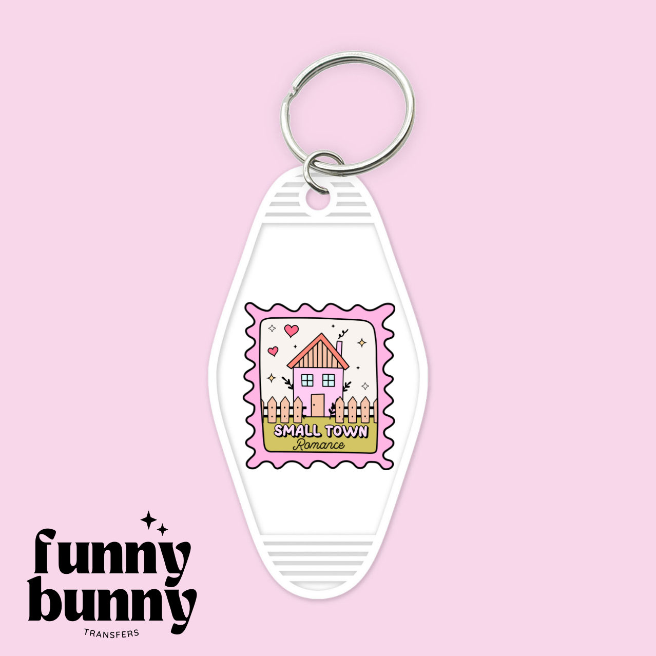 Small Town Romance Girly - Motel Keychain – Funny Bunny Transfers