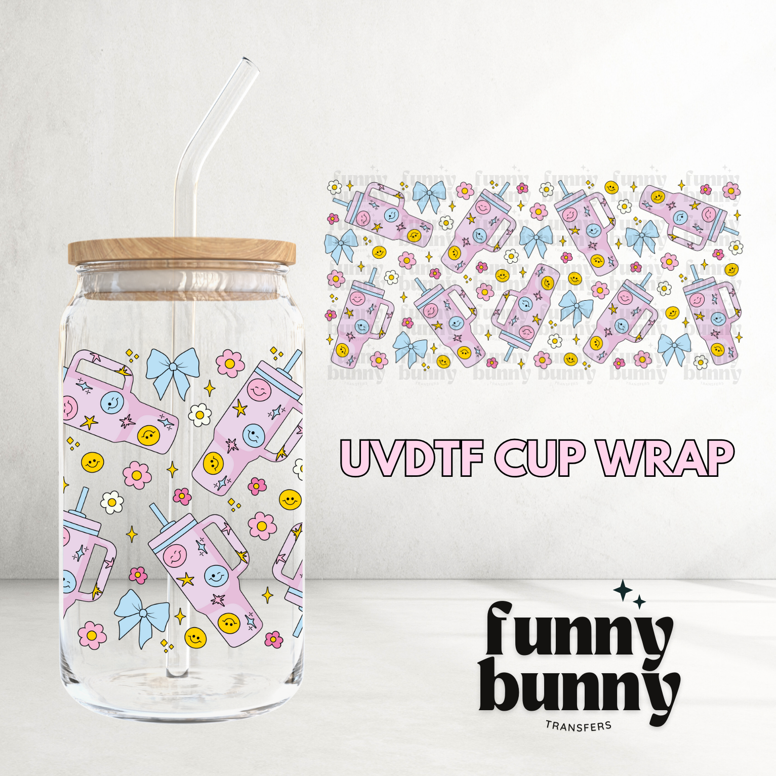 Smiley Stan Jug - 16oz UVDTF Cup Wrap – Funny Bunny Transfers