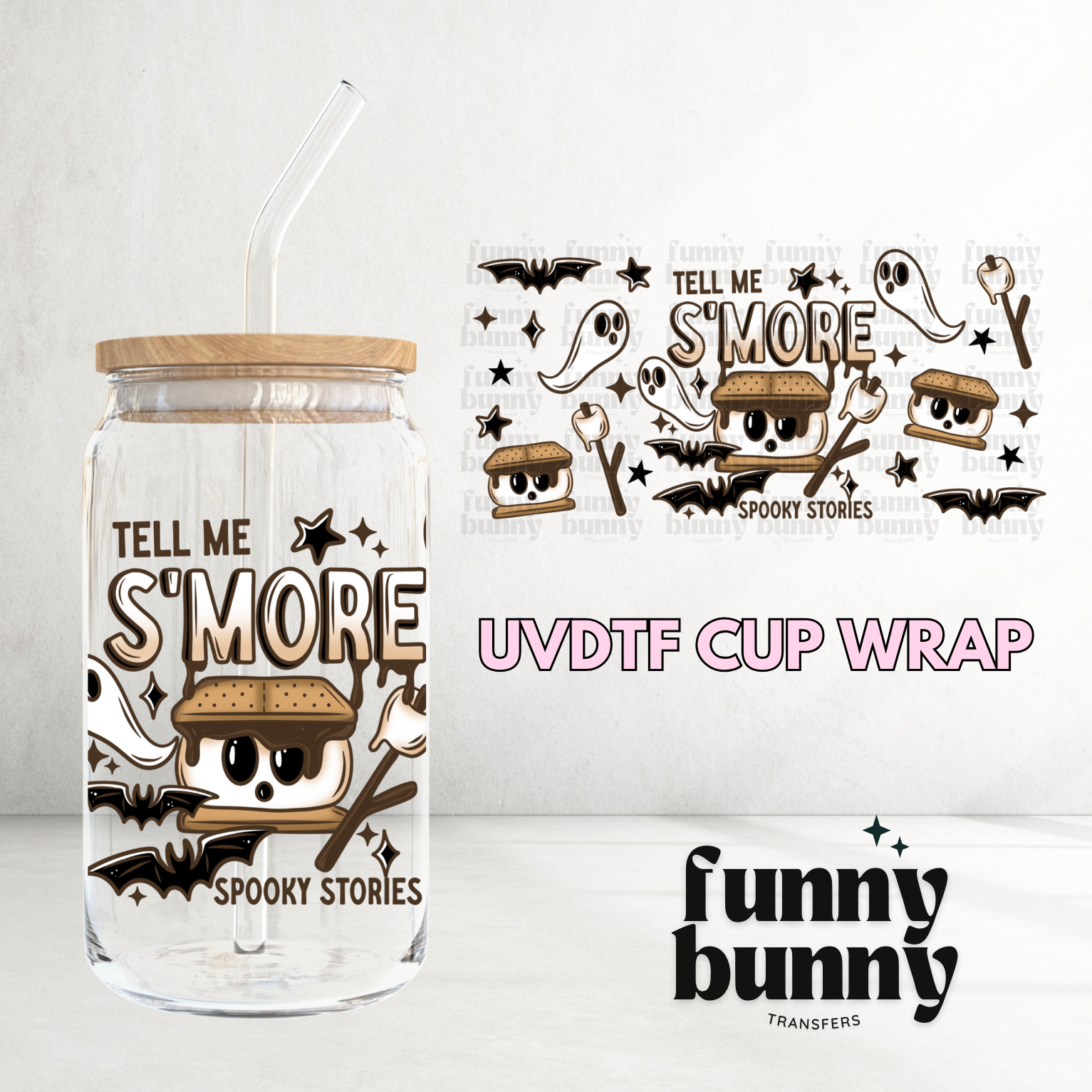 Tell Me Smore - 16oz UVDTF Cup Wrap – Funny Bunny Transfers